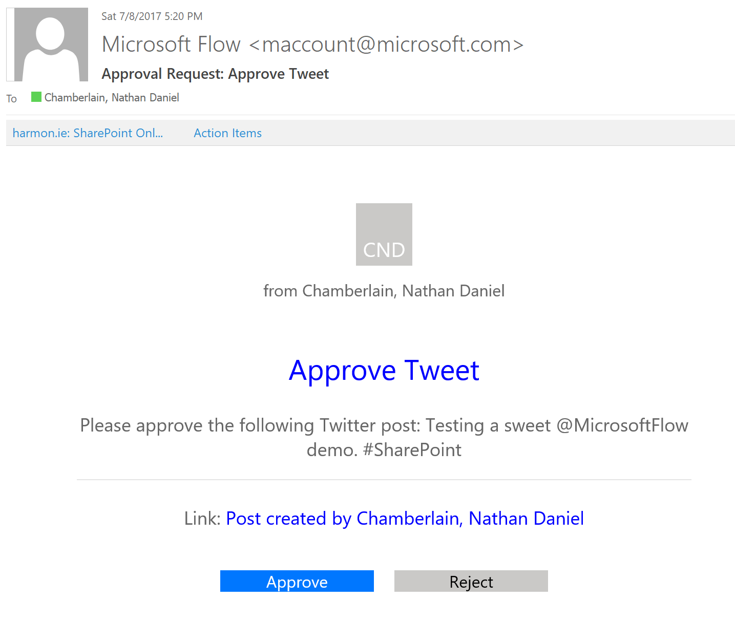 Microsoft Flow approval of Twitter tweet and Facebook post submissions ...
