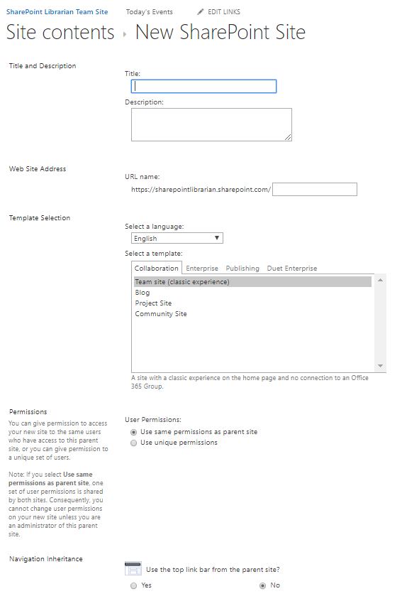 Creating a subsite in SharePoint Server vs O365 – Nate Chamberlain ...